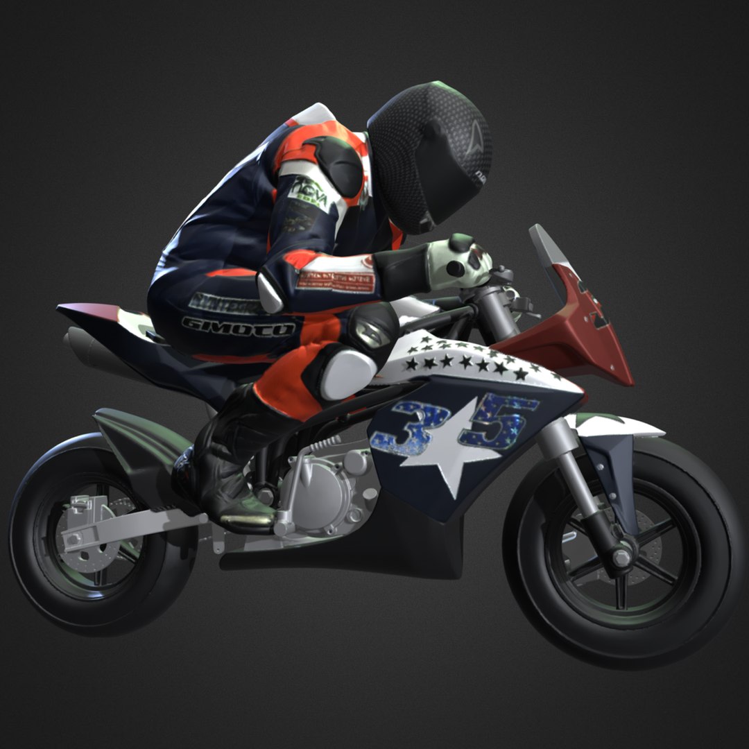 3d Model Of Racing Motorbike Driver