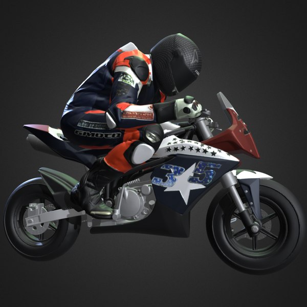 3d model of racing motorbike driver