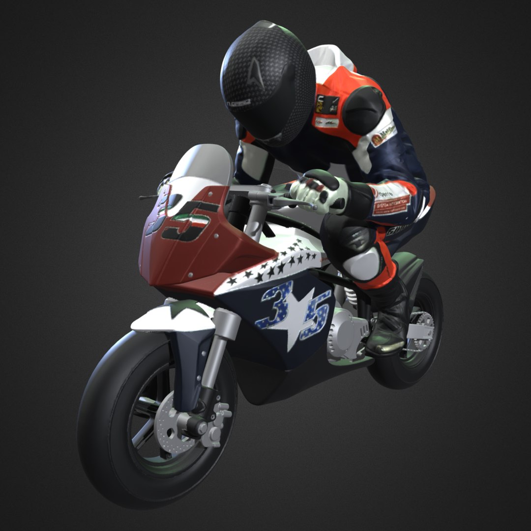 3d Model Of Racing Motorbike Driver