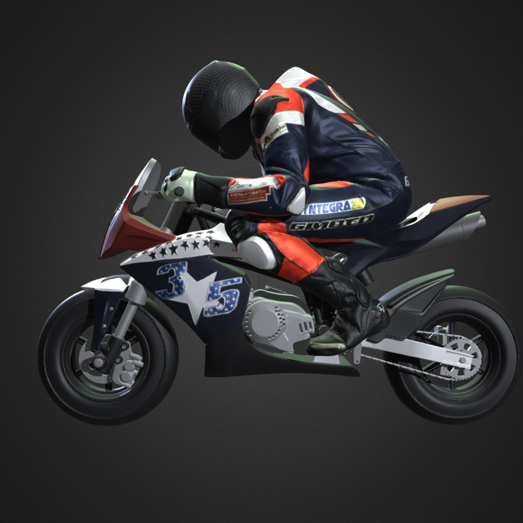 3d Model Of Racing Motorbike Driver