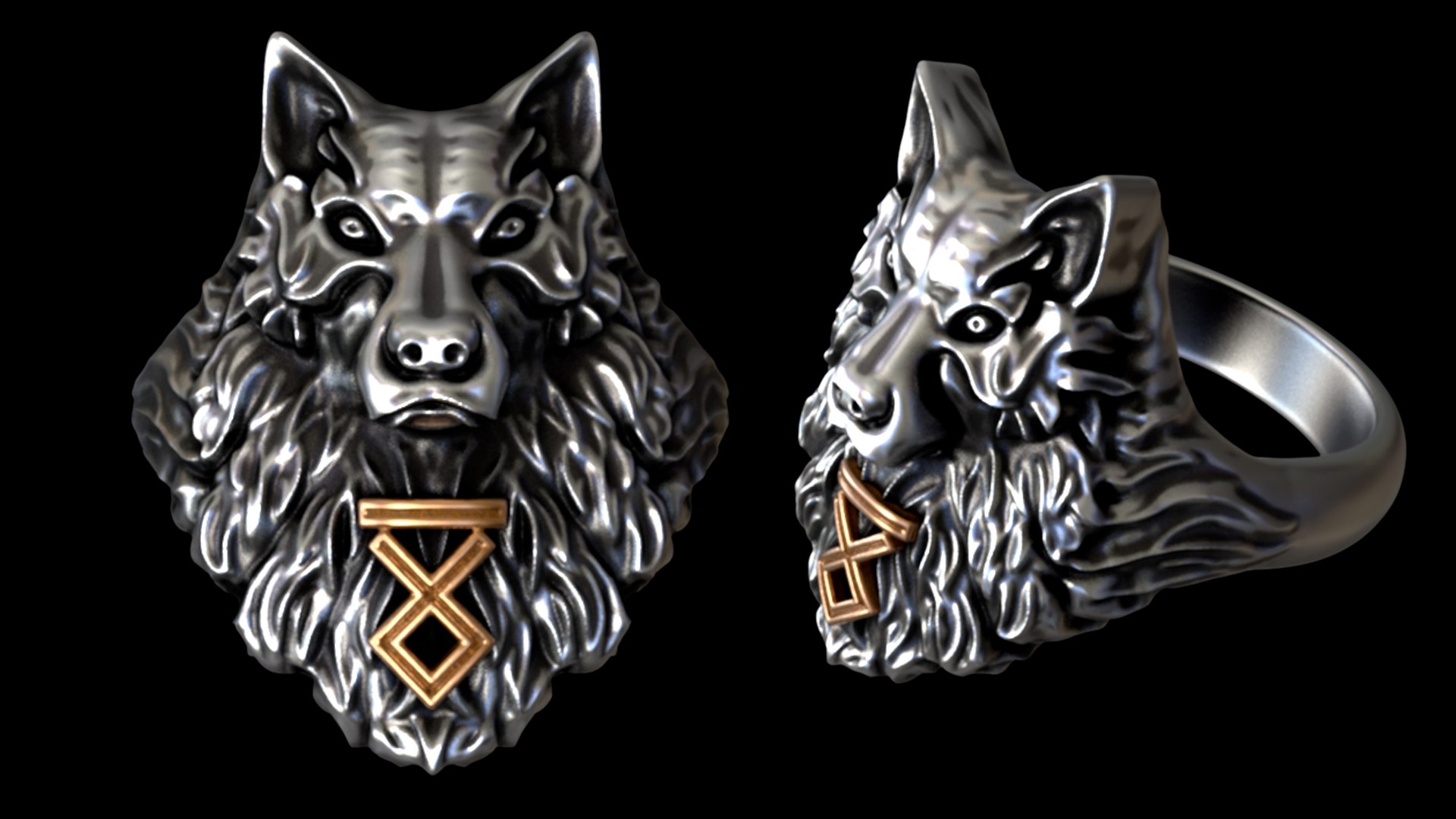 3D Wolf Rune Ring - TurboSquid 2199999