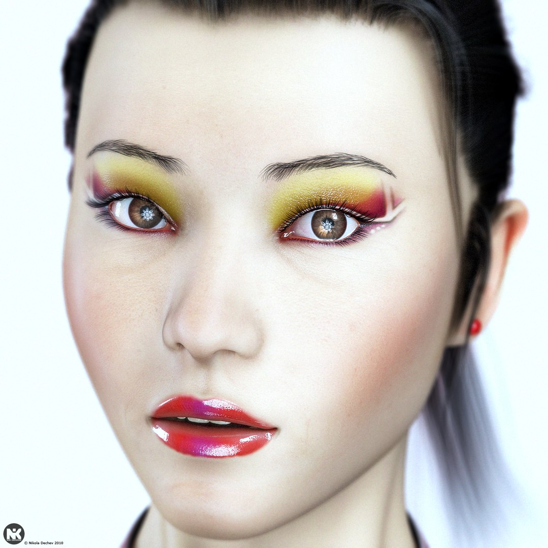 3d model realistic female mei 2head