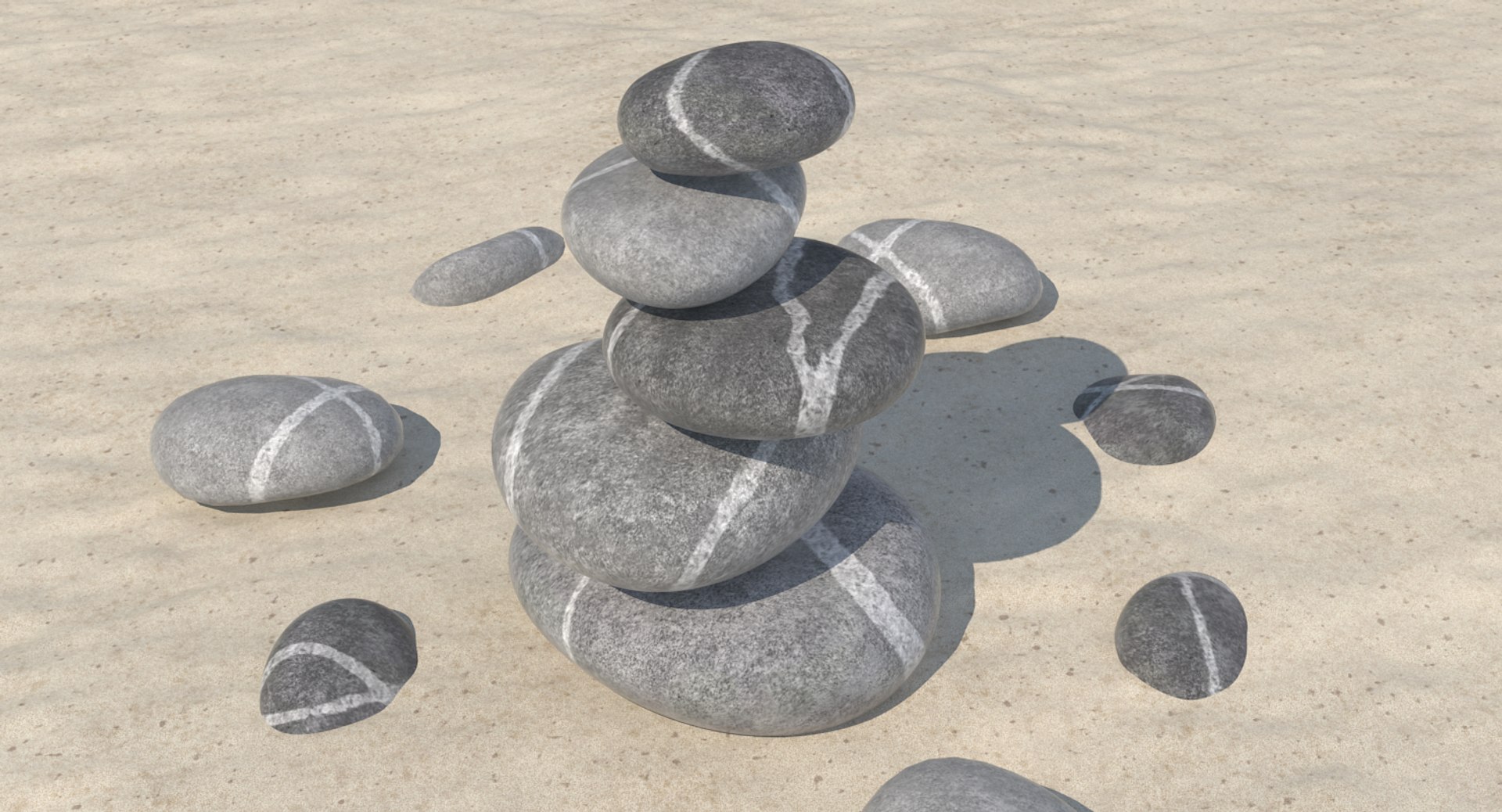 3D Zen Stones Model - TurboSquid 1230126