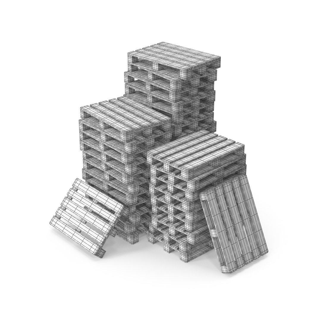 3D Stack Of Wooden Pallets - TurboSquid 2020426