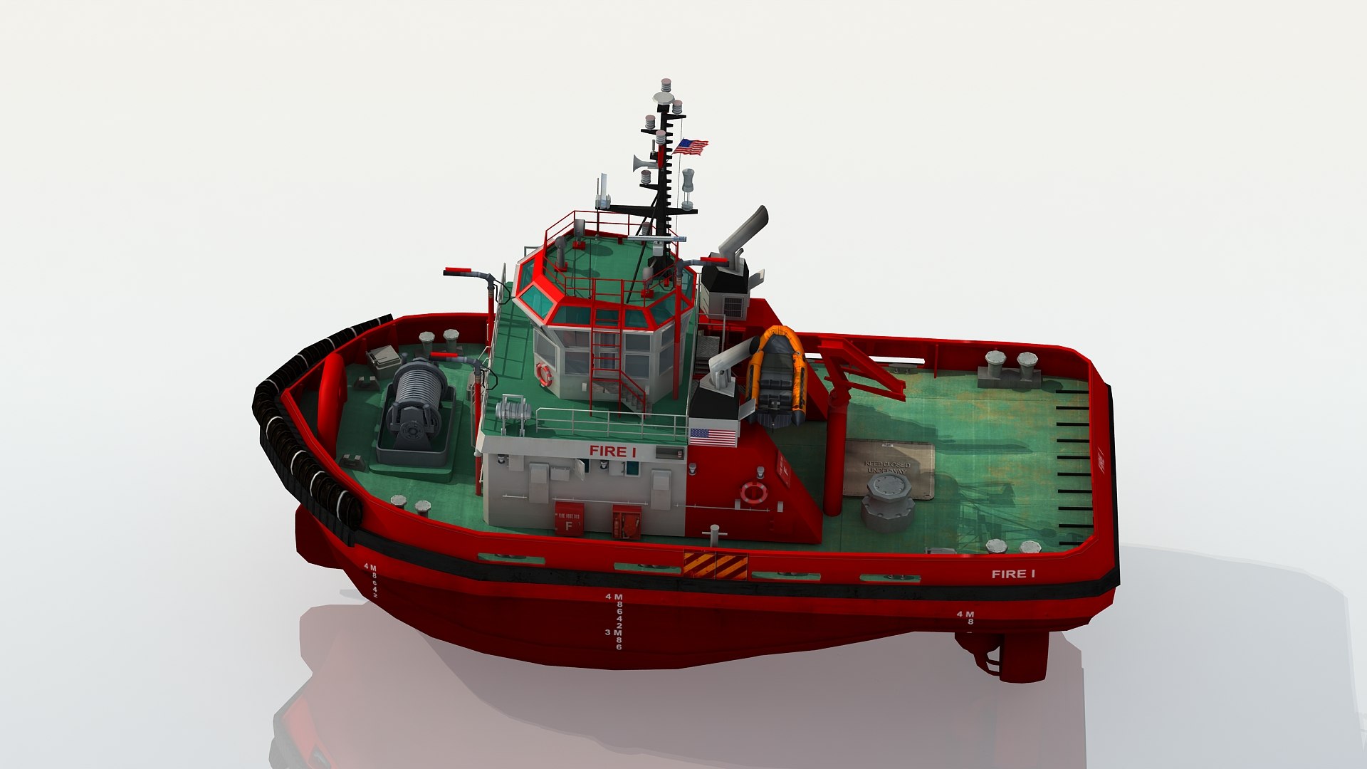 3D Fire Tug Boat - TurboSquid 1949773
