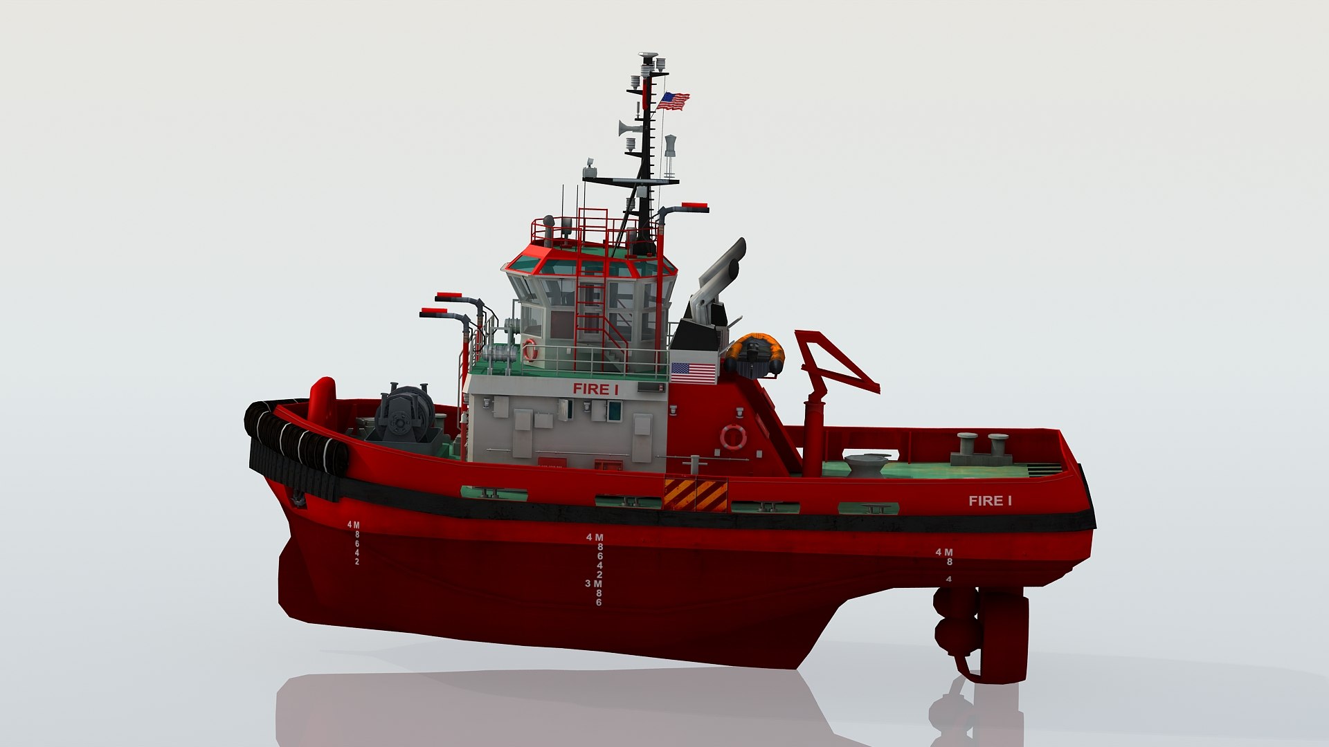 3D Fire Tug Boat - TurboSquid 1949773