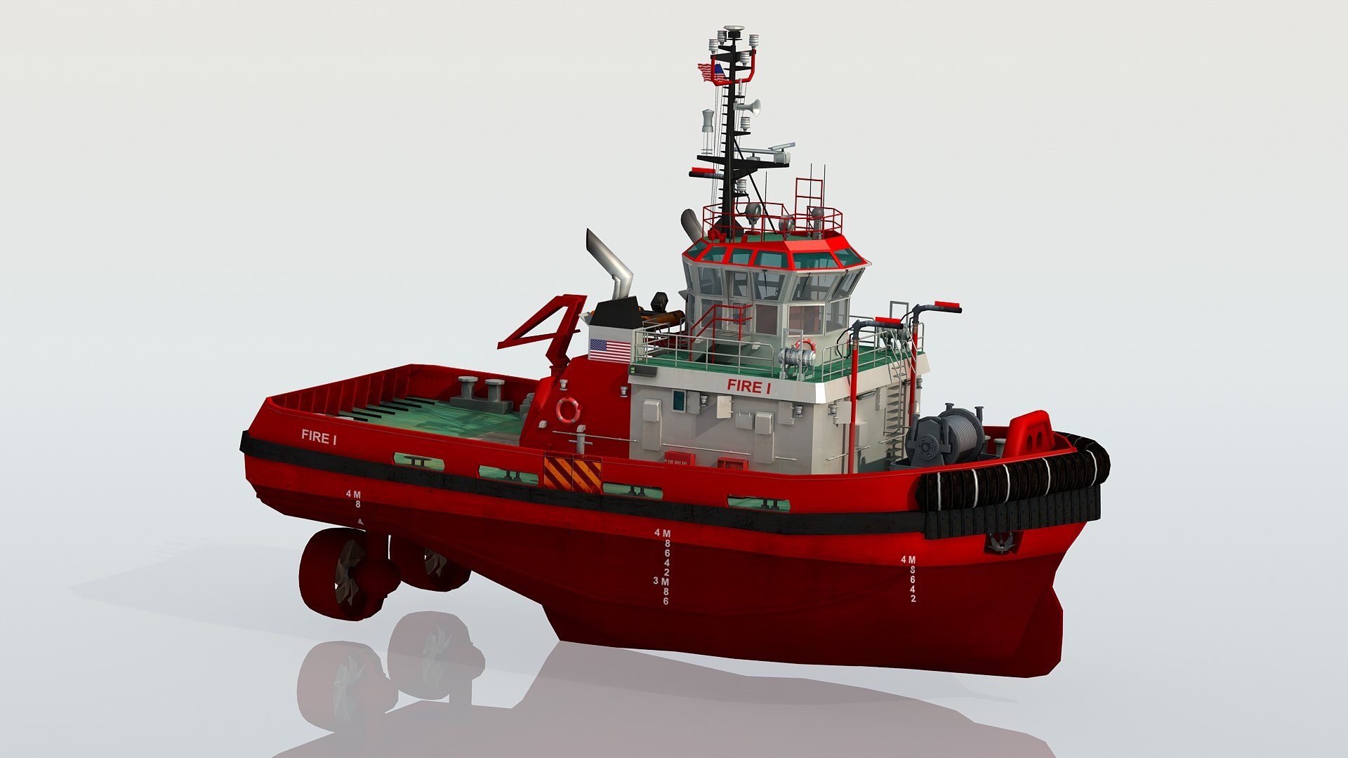 3D Fire Tug Boat - TurboSquid 1949773