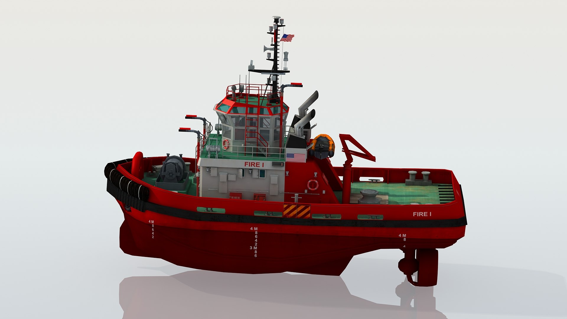 3D Fire Tug Boat - TurboSquid 1949773