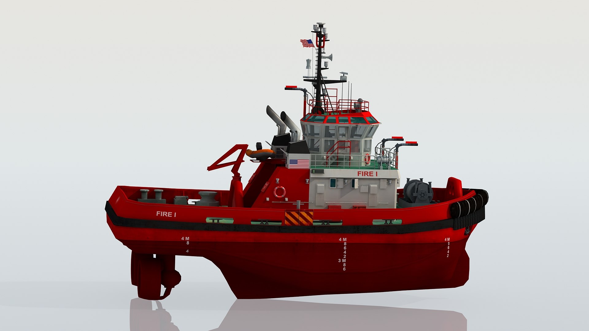 3D Fire Tug Boat - TurboSquid 1949773