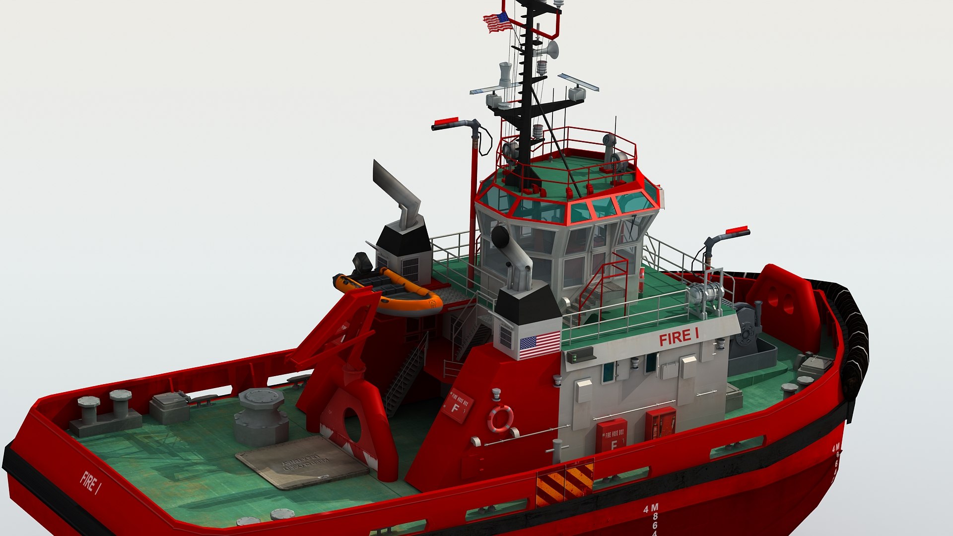 3D Fire Tug Boat - TurboSquid 1949773