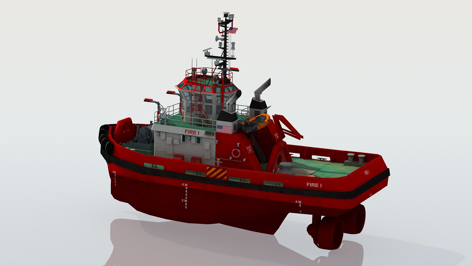3D Fire Tug Boat - TurboSquid 1949773