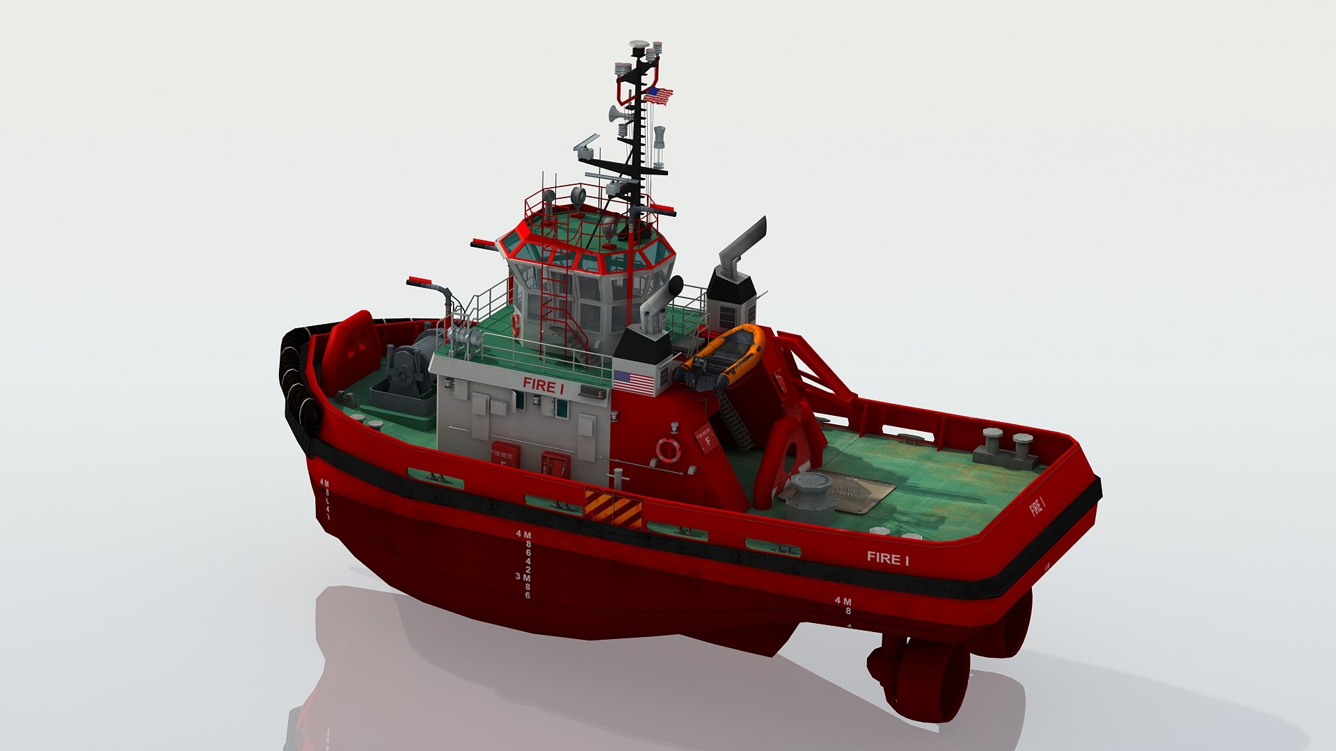 3D Fire Tug Boat - TurboSquid 1949773