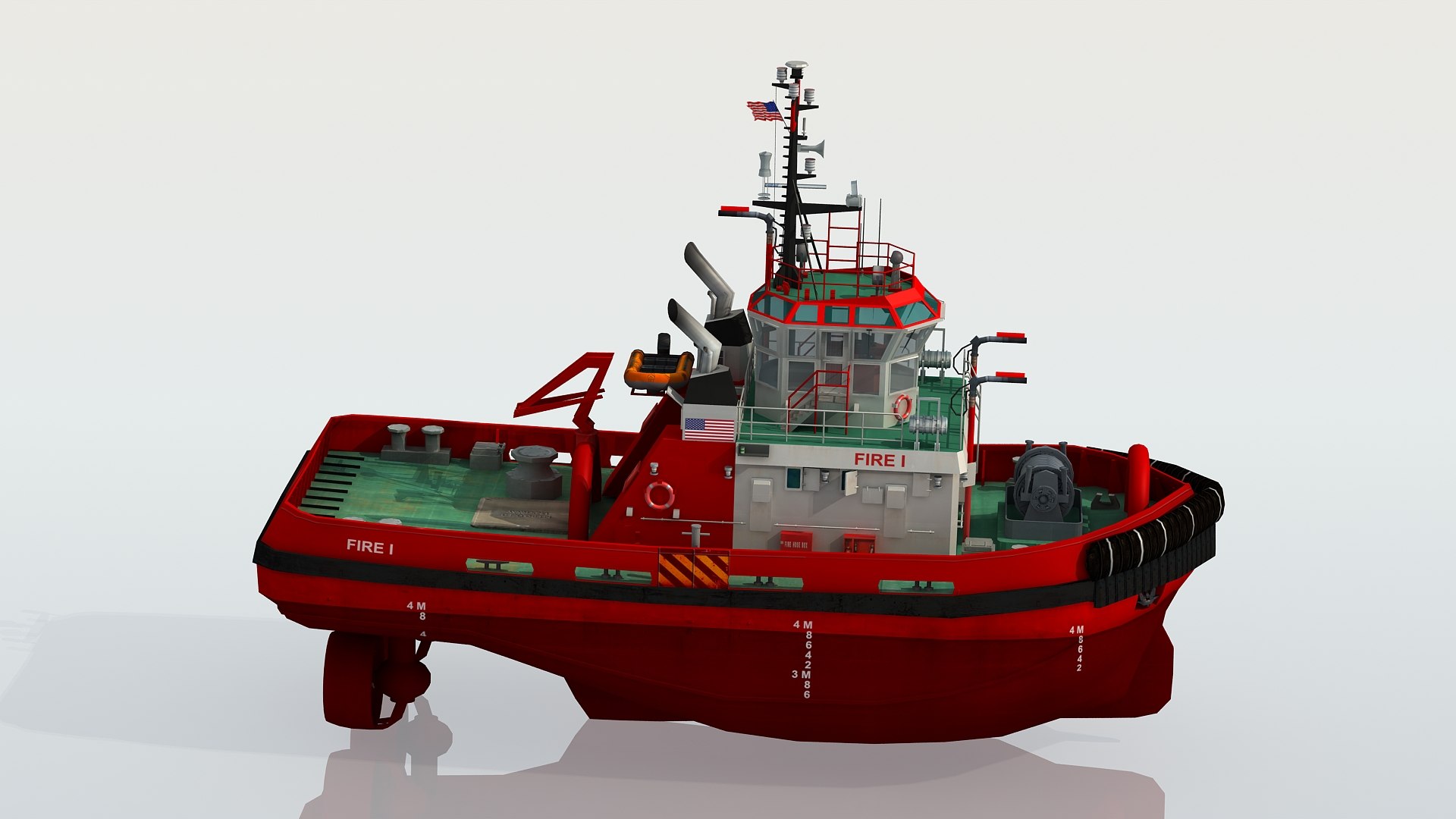 3D Fire Tug Boat - TurboSquid 1949773