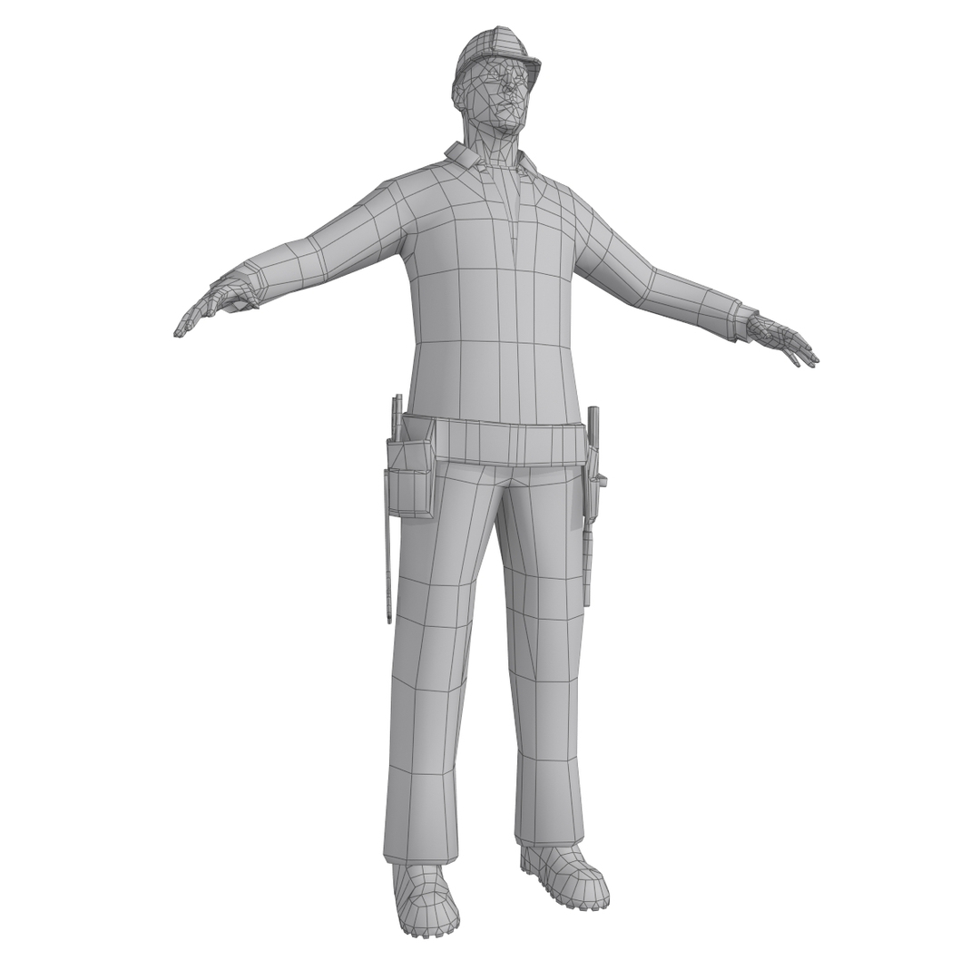 3d worker rigged man