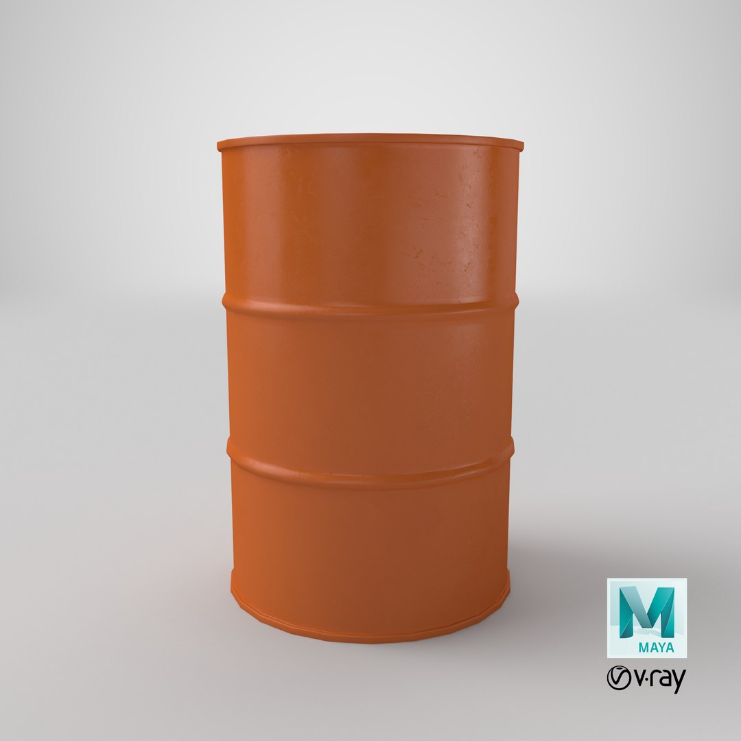 Steel Barrel - Orange - Clean 3D - TurboSquid 2118340