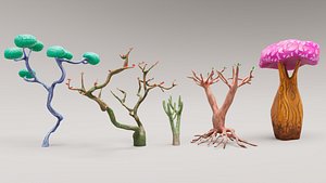 3D Model Stylized Trees - TurboSquid 1513601