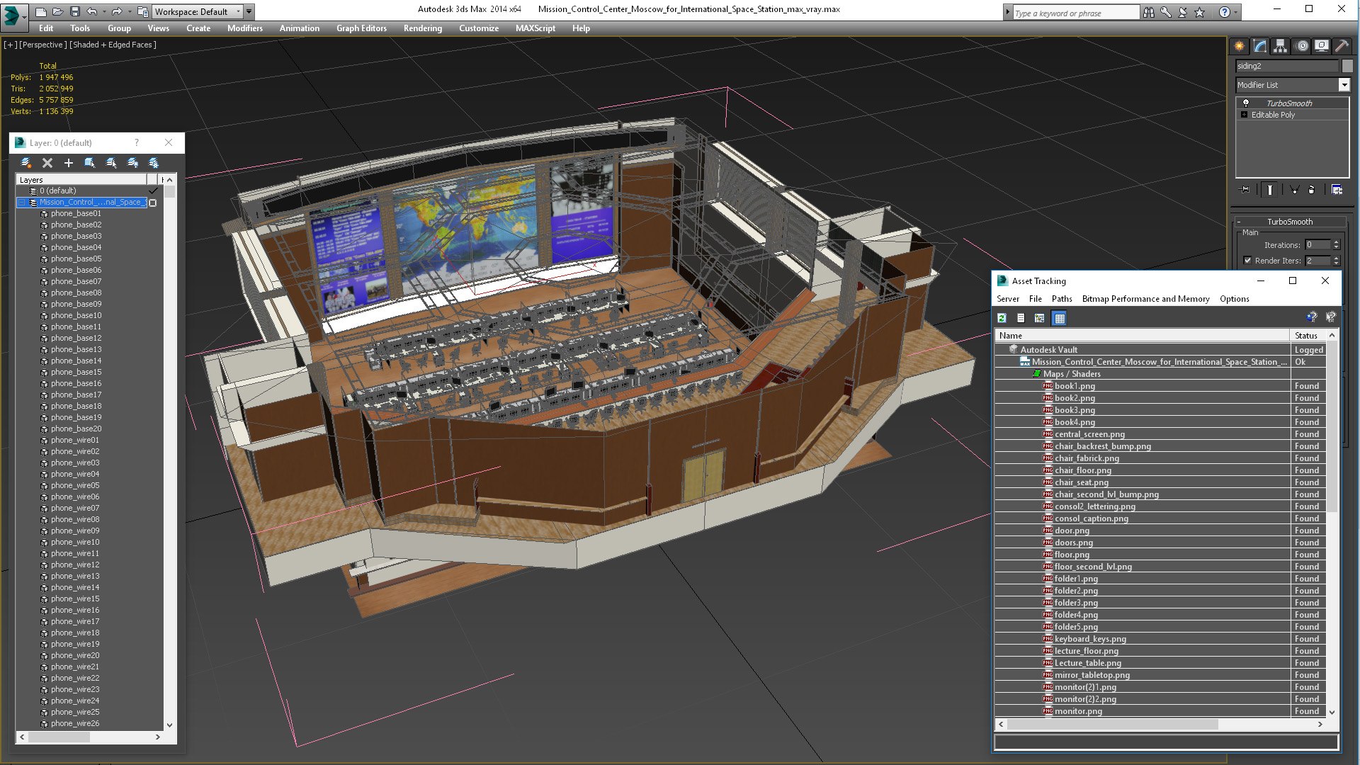 3D Mission Control Center Moscow for International Space Station model ...