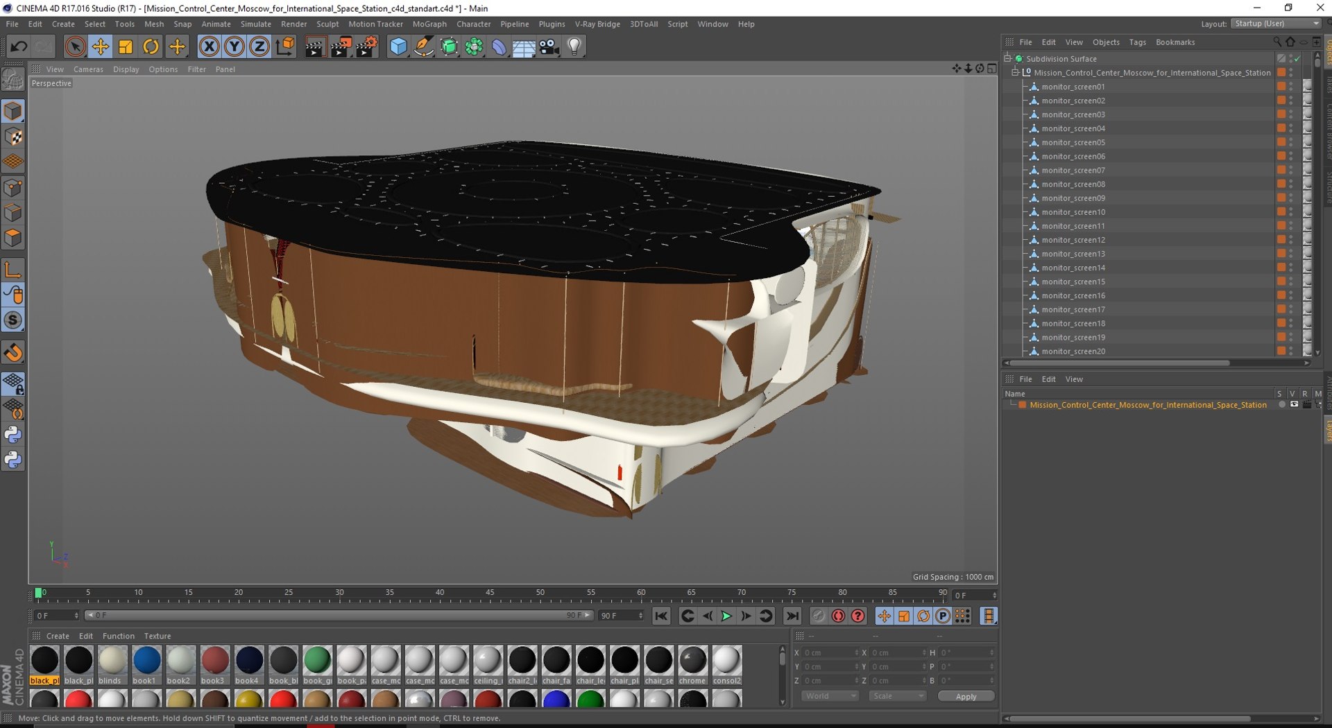 3D Mission Control Center Moscow for International Space Station model ...