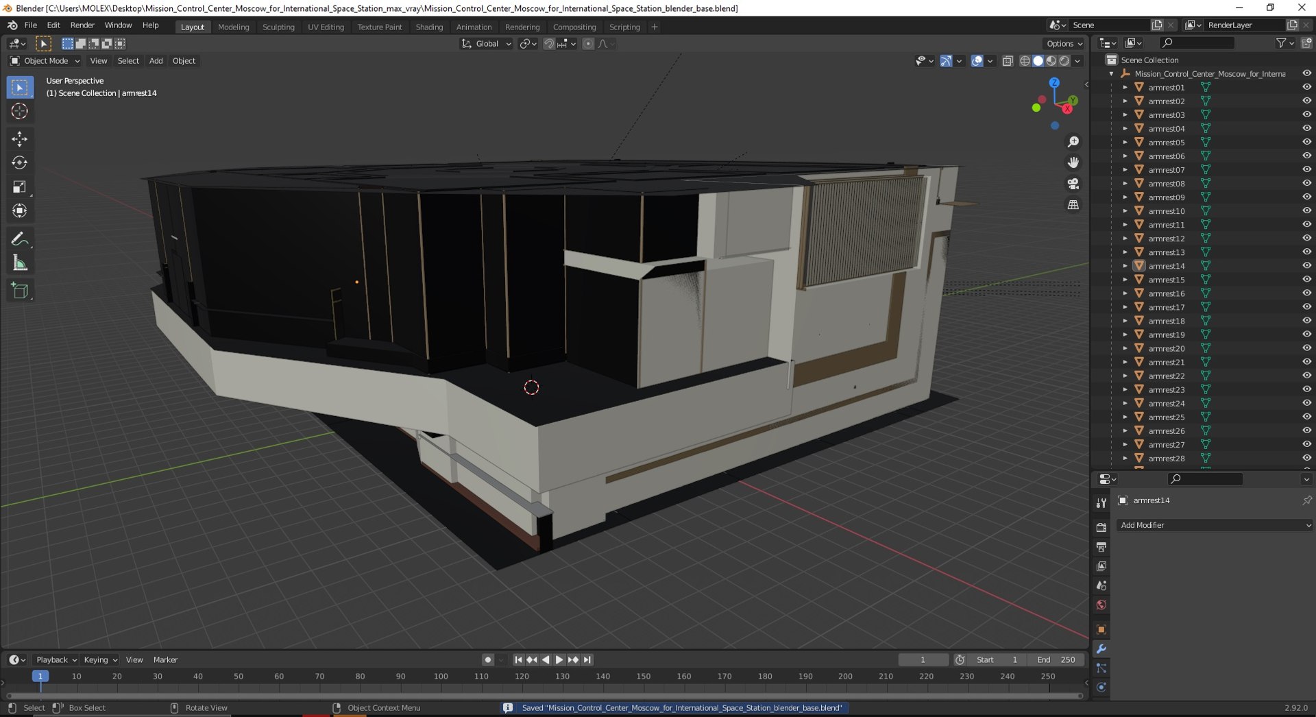 3D Mission Control Center Moscow for International Space Station model ...
