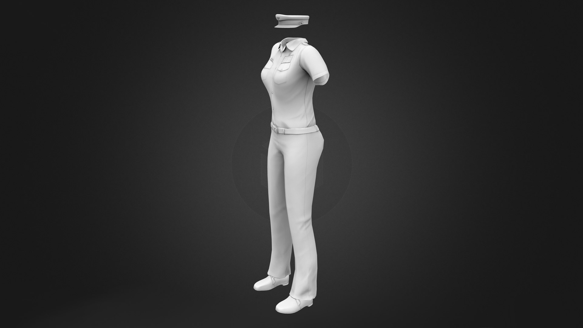 3D Women Summer White Navy Officer Military Uniform Outfit - TurboSquid ...