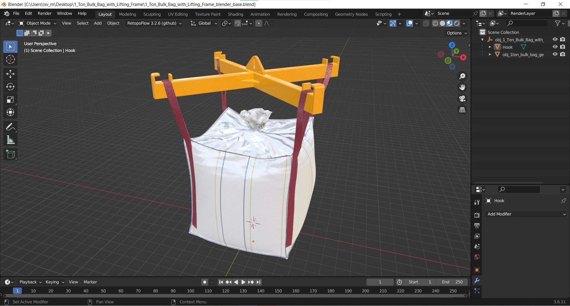 3D 1 Ton Bulk Bag With Lifting Frame - TurboSquid 2315024