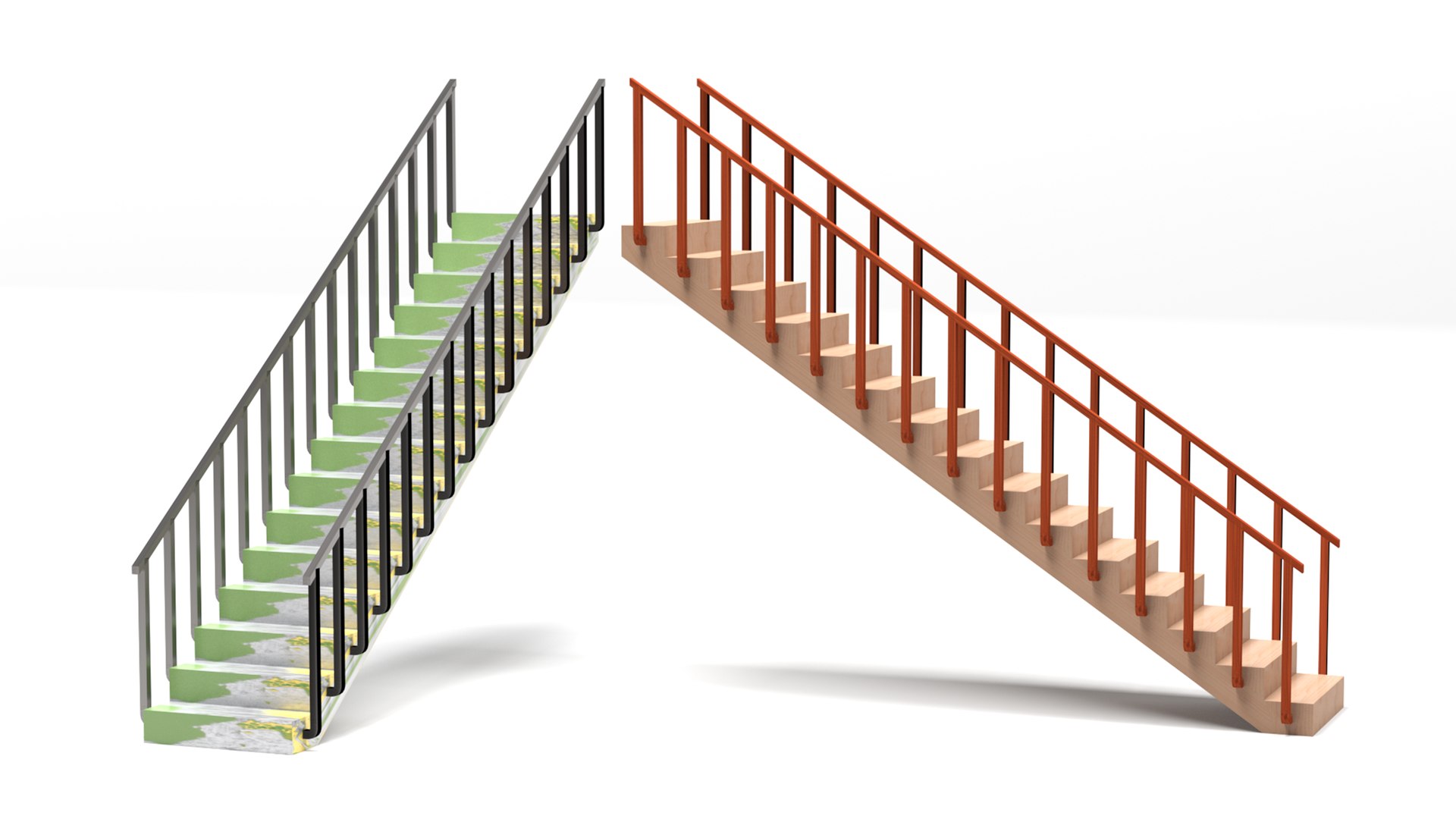 Stairs Polygons Materials Model - TurboSquid 1530312