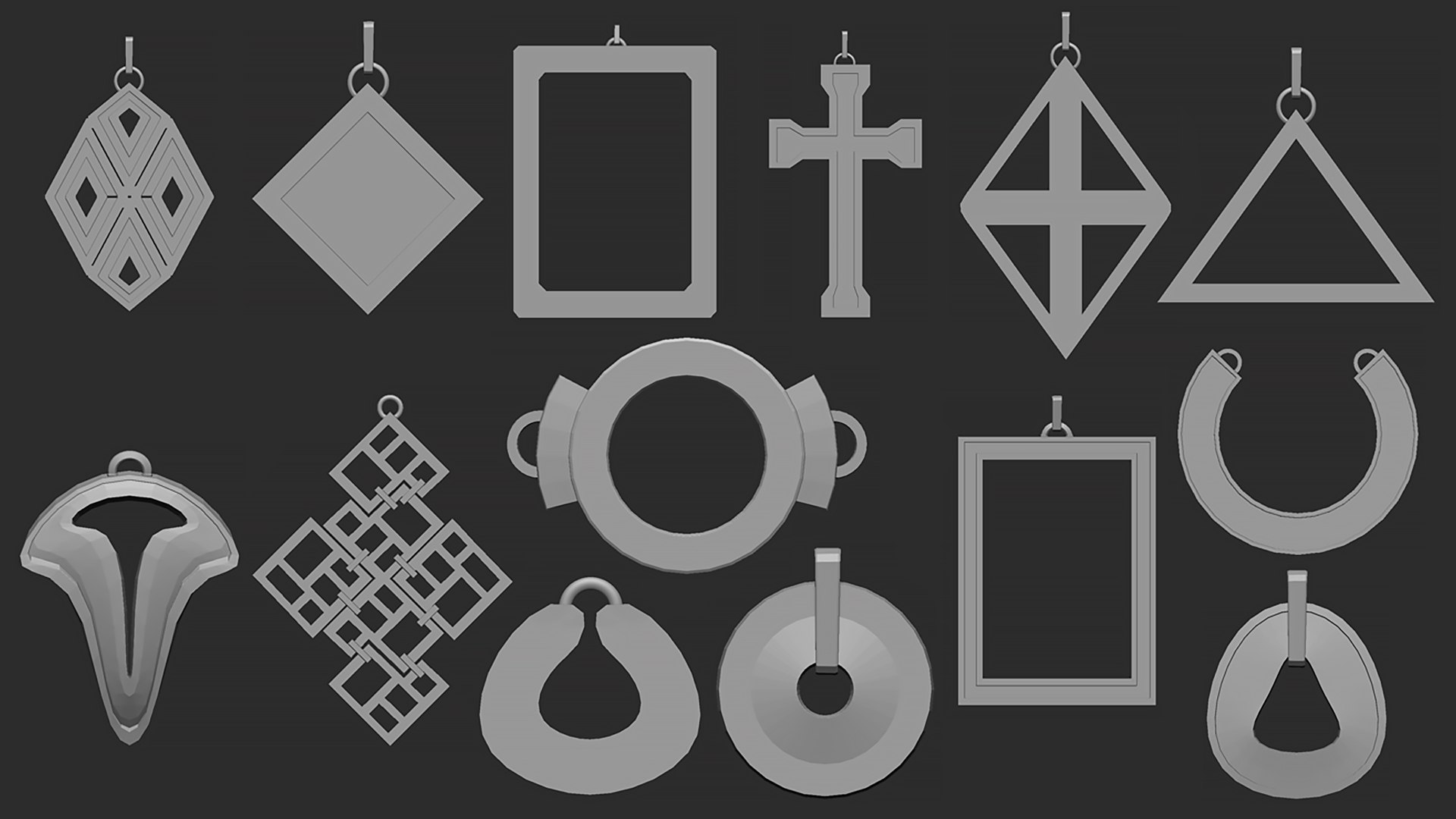 3D 70 Low Poly Jewelry Pendant Shapes And Forms IMM Brush Set For ...