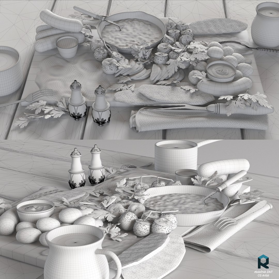 3D English Breakfast Platter Foods Model - TurboSquid 1508238