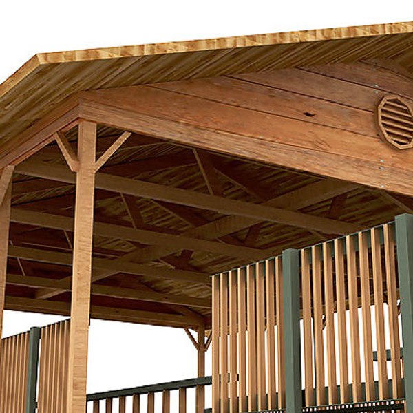 3d model wooden bridge roof