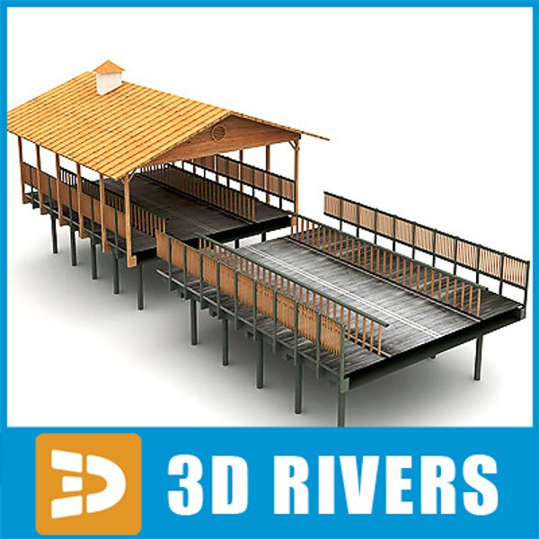 3d model wooden bridge roof