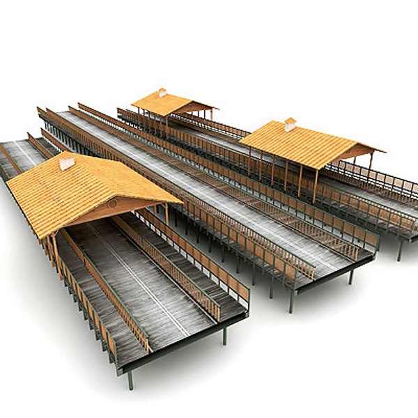 3d model wooden bridge roof