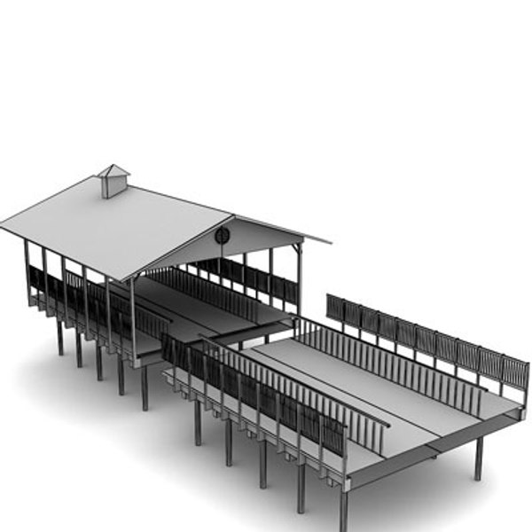 3d model wooden bridge roof