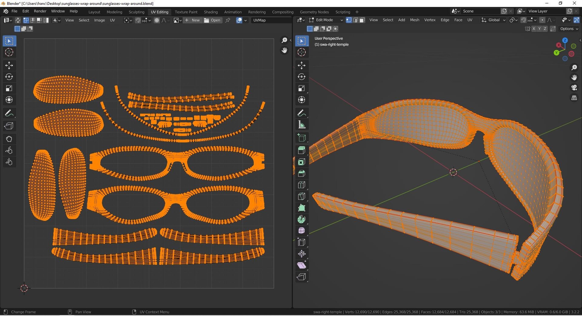 Sunglasses Wrap Around 3D - TurboSquid 1944291