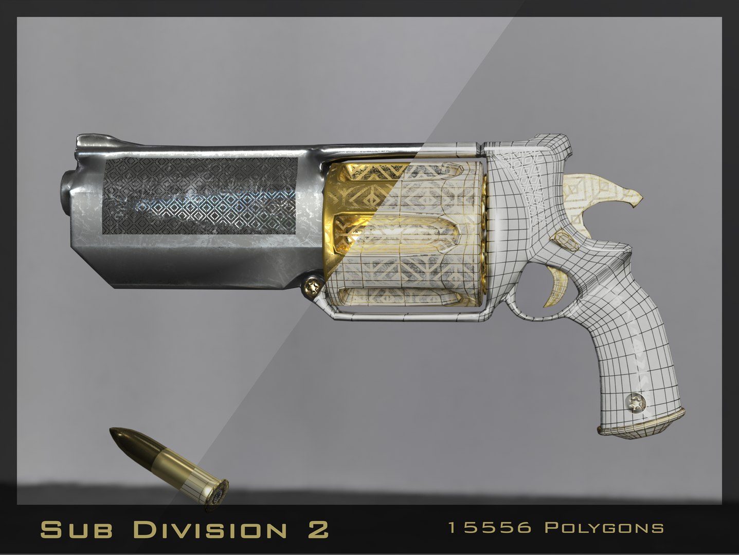 3D fantasy golden revolver - TurboSquid 1454564