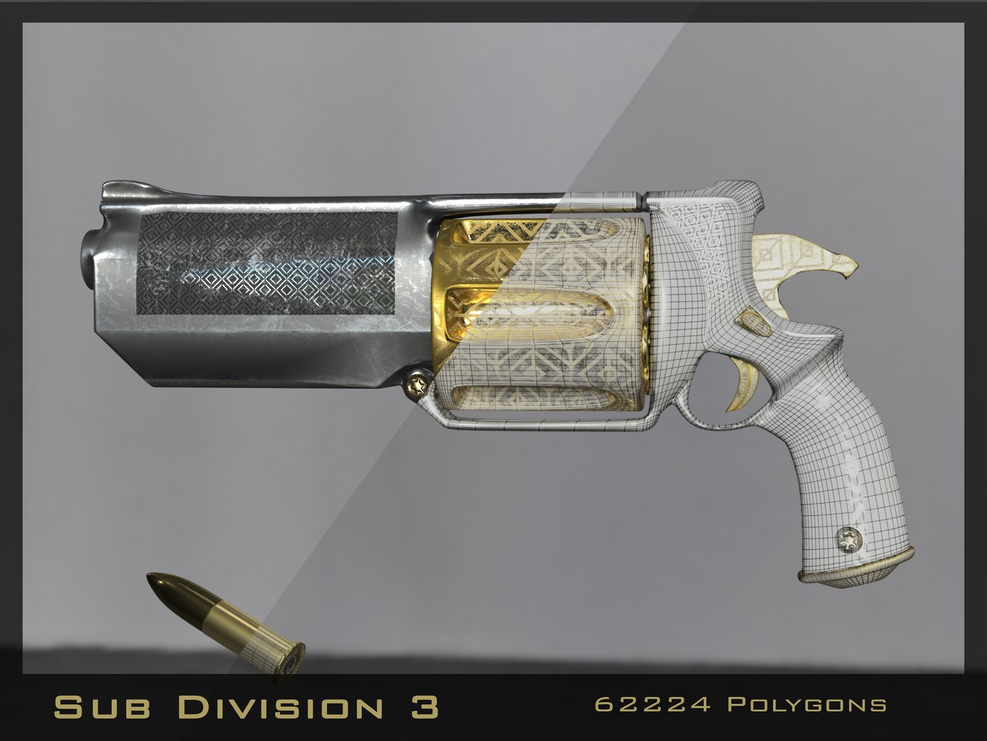 3D fantasy golden revolver - TurboSquid 1454564