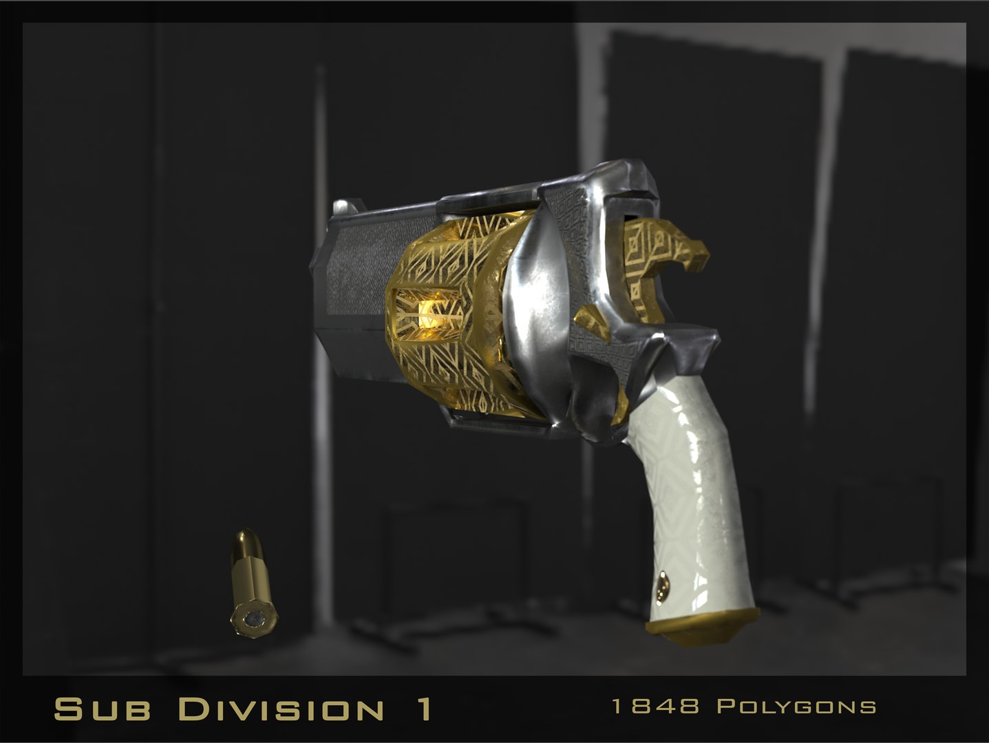 3D fantasy golden revolver - TurboSquid 1454564
