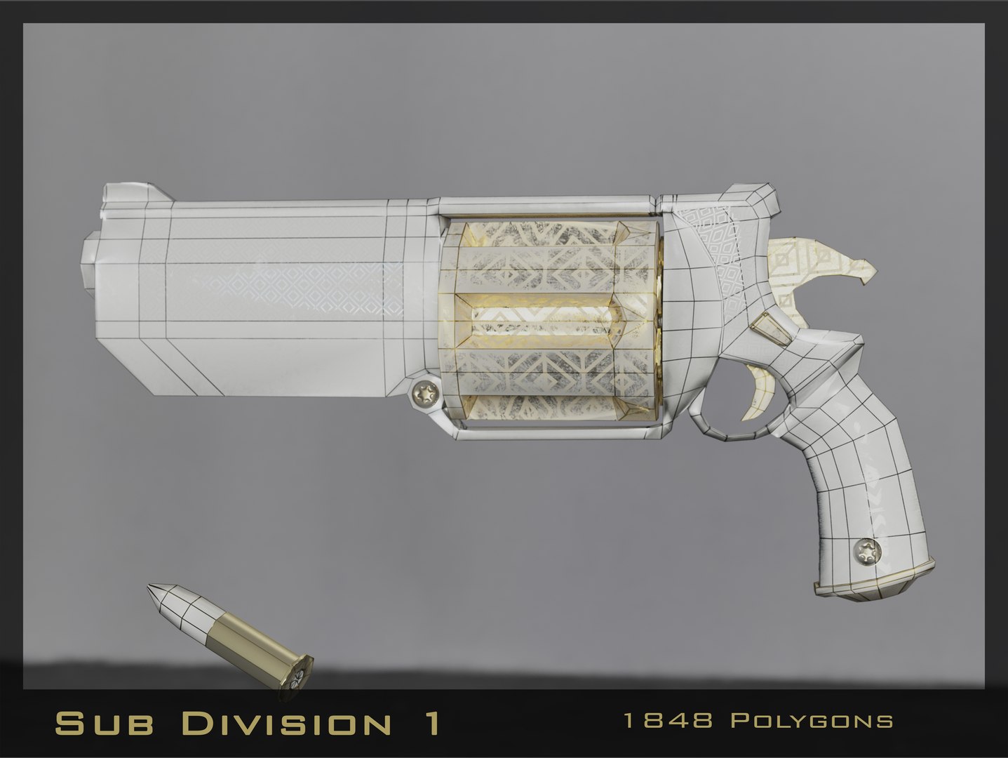 3D fantasy golden revolver - TurboSquid 1454564