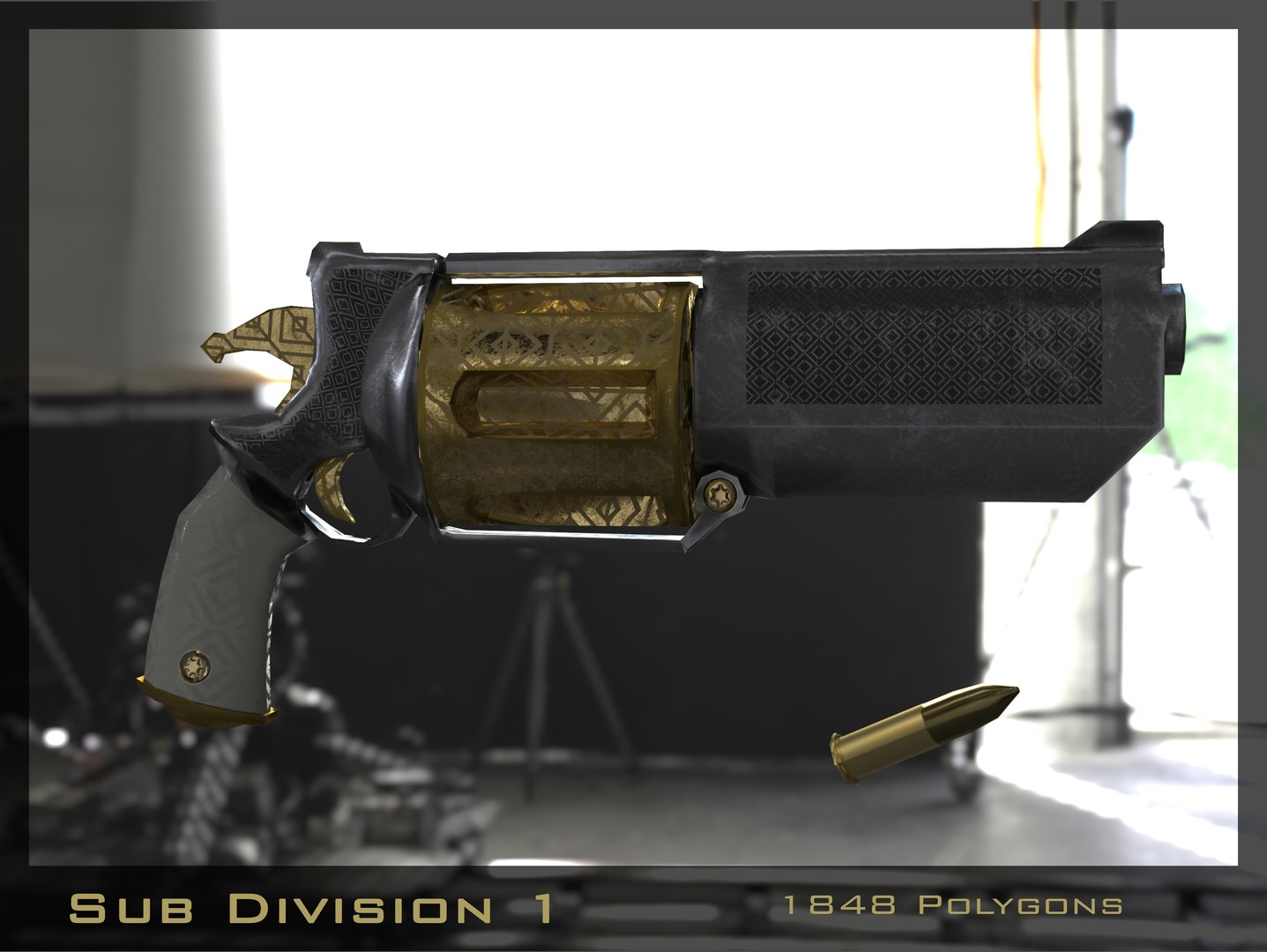 3D fantasy golden revolver - TurboSquid 1454564