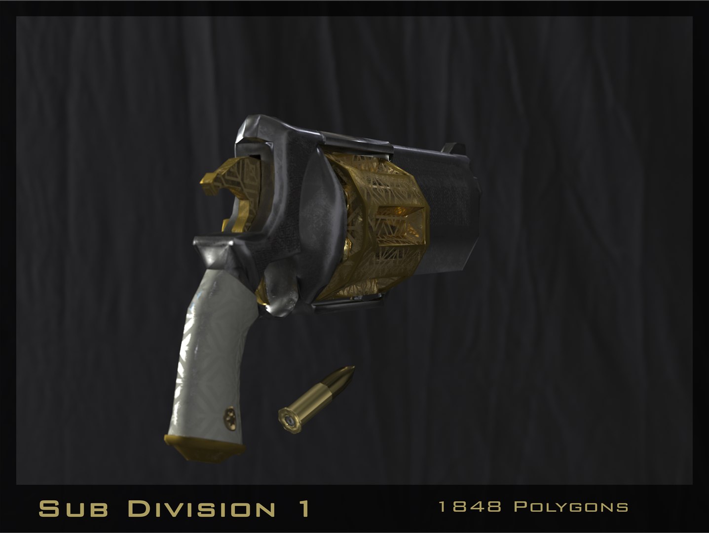 3D fantasy golden revolver - TurboSquid 1454564