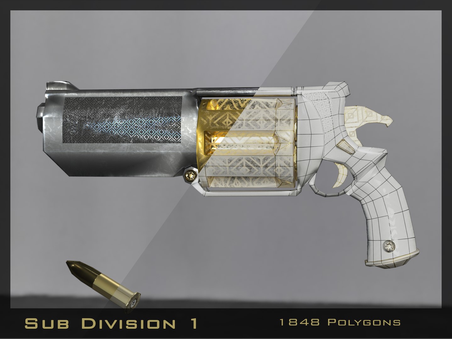 3D fantasy golden revolver - TurboSquid 1454564