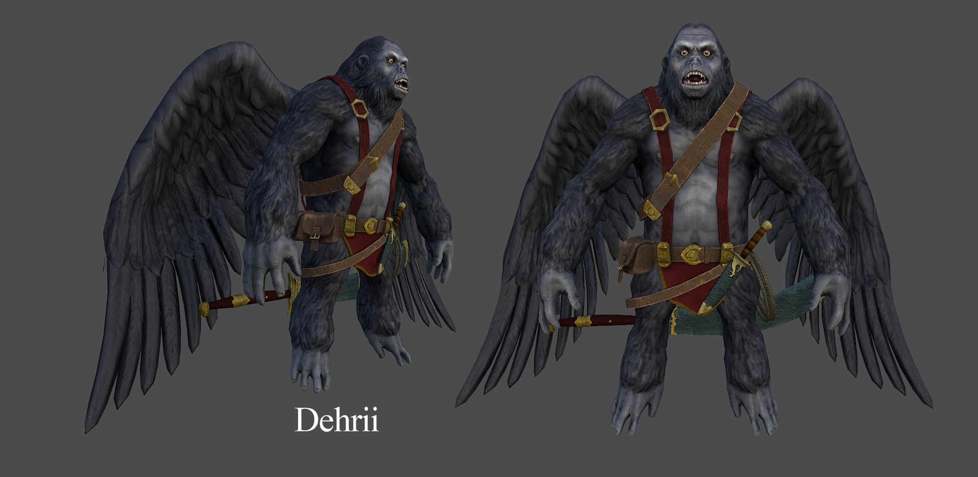 3d model of creature flying ape