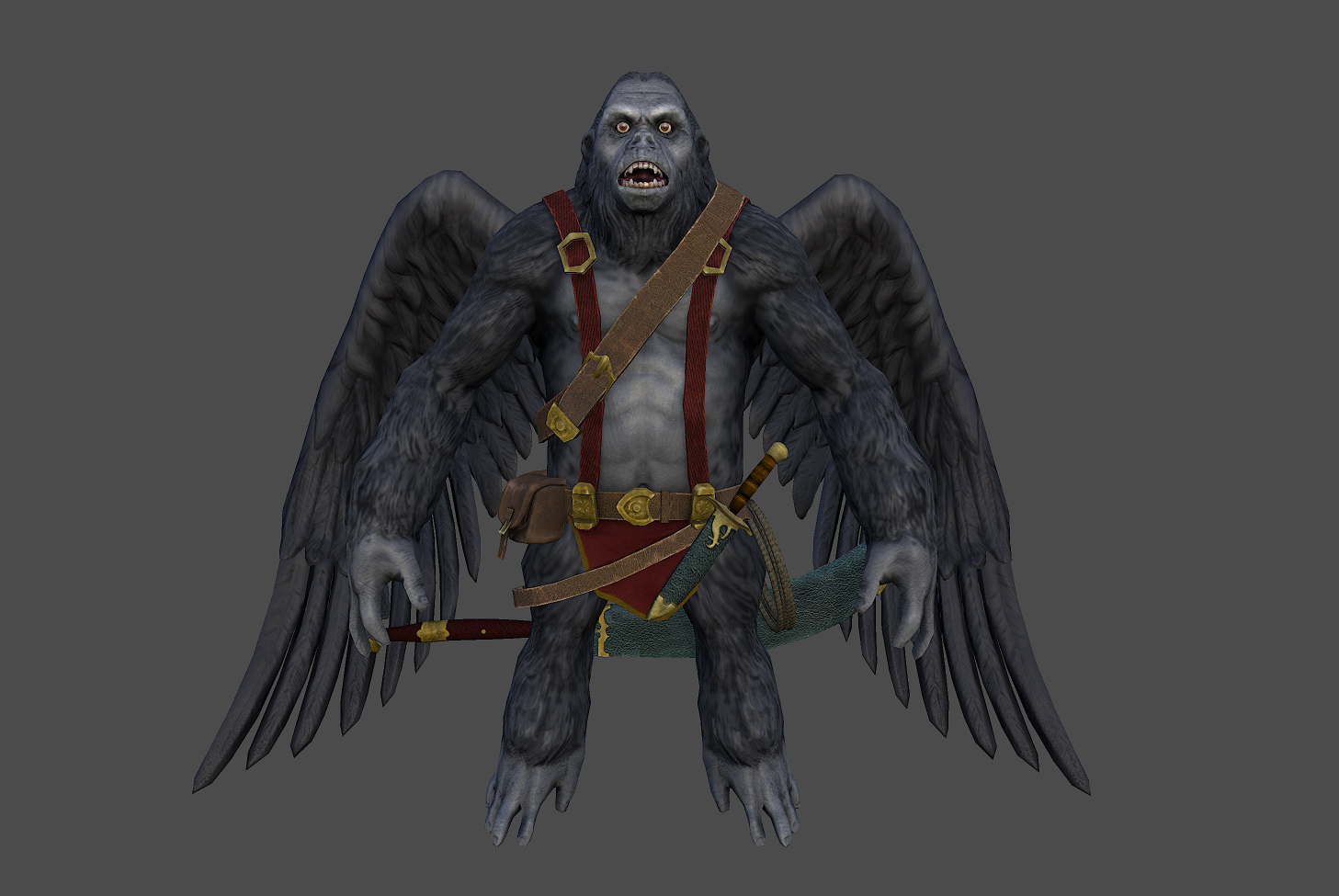 3d model of creature flying ape