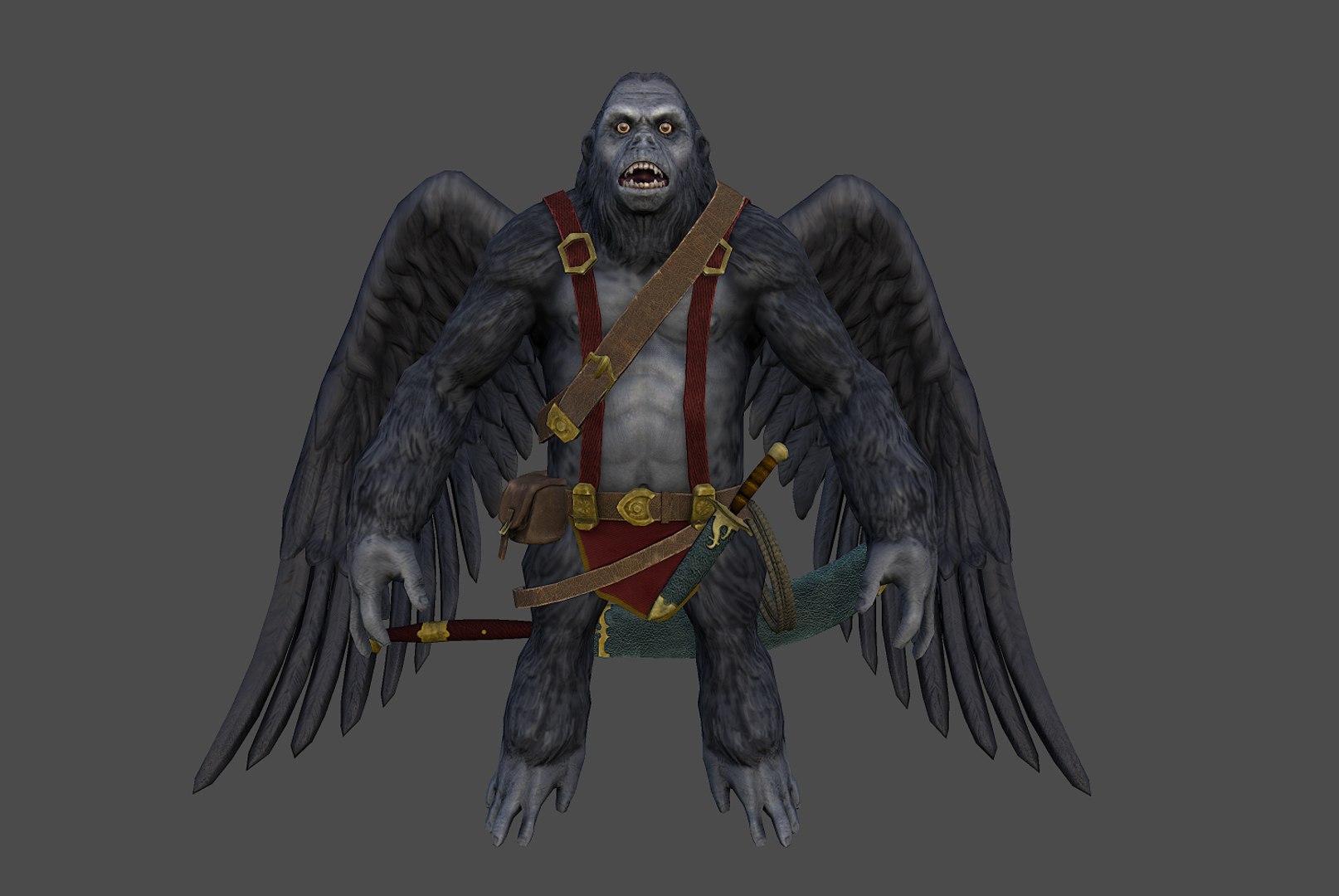 3d model of creature flying ape