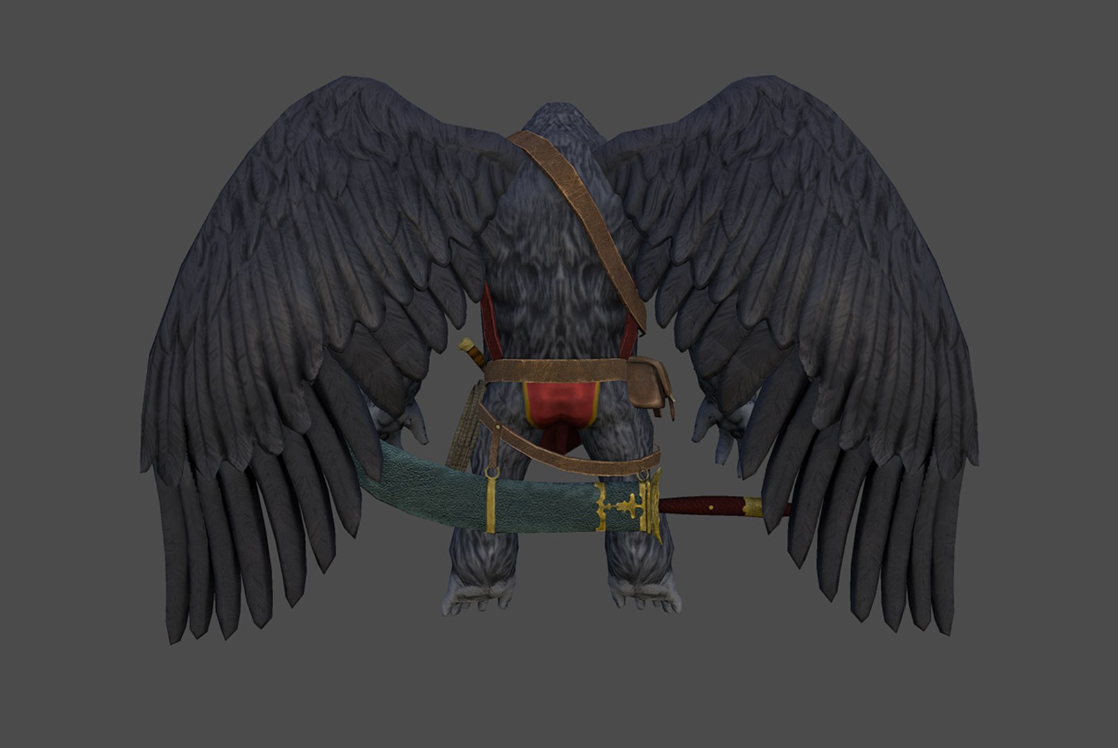 3d model of creature flying ape