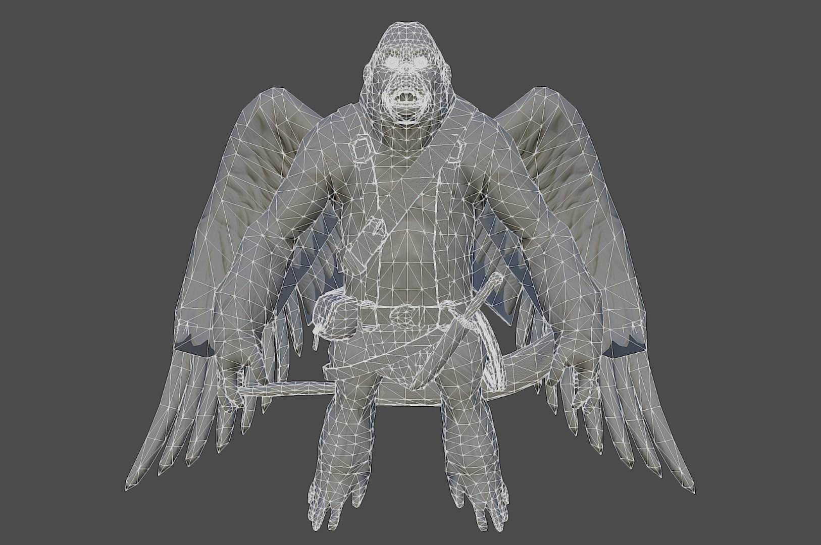 3d model of creature flying ape