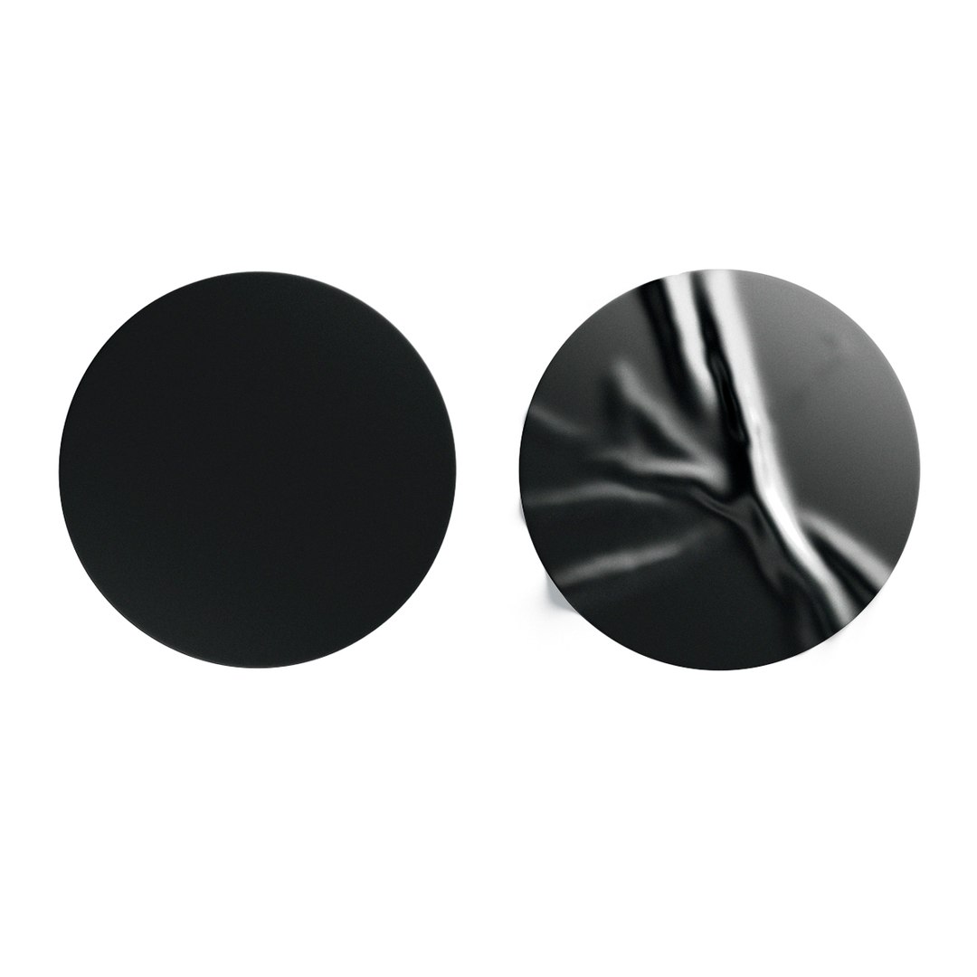 Two Black Round Stickers - Smooth And Rugose Glued Label Model ...