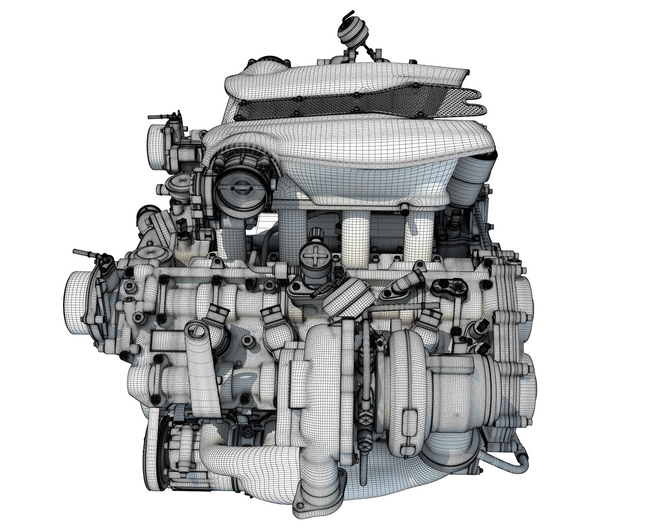 3D Model Twin Turbocharged V8 Engine - TurboSquid 1247630