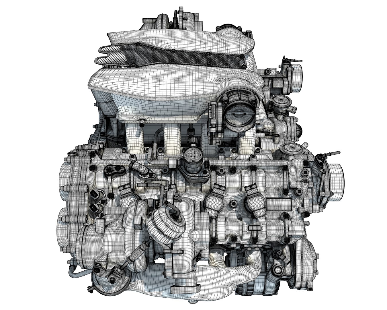 3D model twin turbocharged v8 engine - TurboSquid 1247630