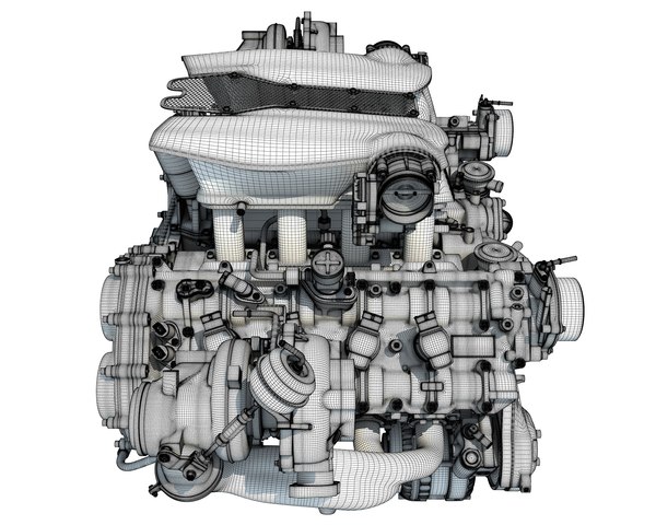 3D model twin turbocharged v8 engine - TurboSquid 1247630