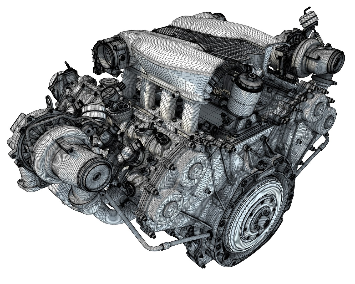 3D Model Twin Turbocharged V8 Engine - TurboSquid 1247630